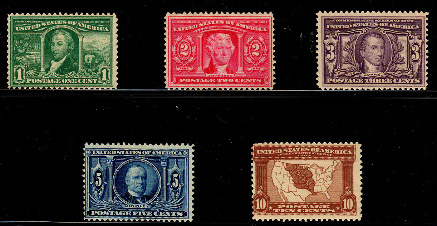 US #323-327 Lousiana Purchase Mixed Conditions (CV $558) – Flylabel