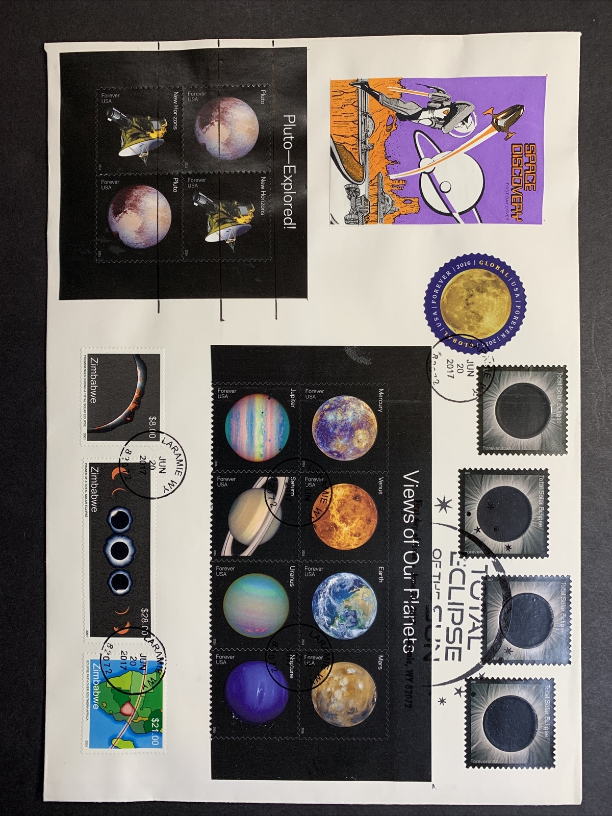 US #5211 FDC Solar Eclipse Forever/Zimbawe Stamps. Large Envelope ...