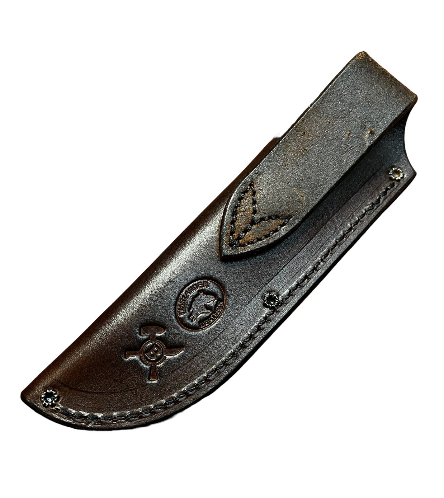 Fixed Blade Behring Made© Forged 4 1/2" Sindora Burl and Ox Box Clip Pt ...