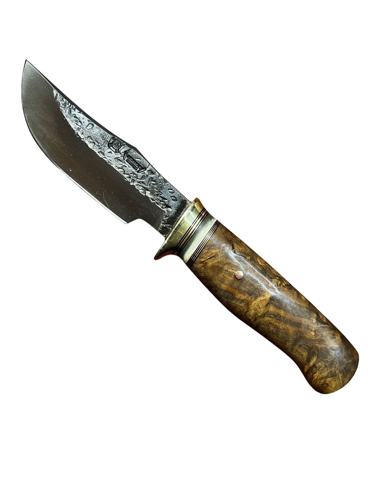 Fixed Blade Behring Made© Forged 4 1/2" Sindora Burl and Ox Box Clip Pt ...