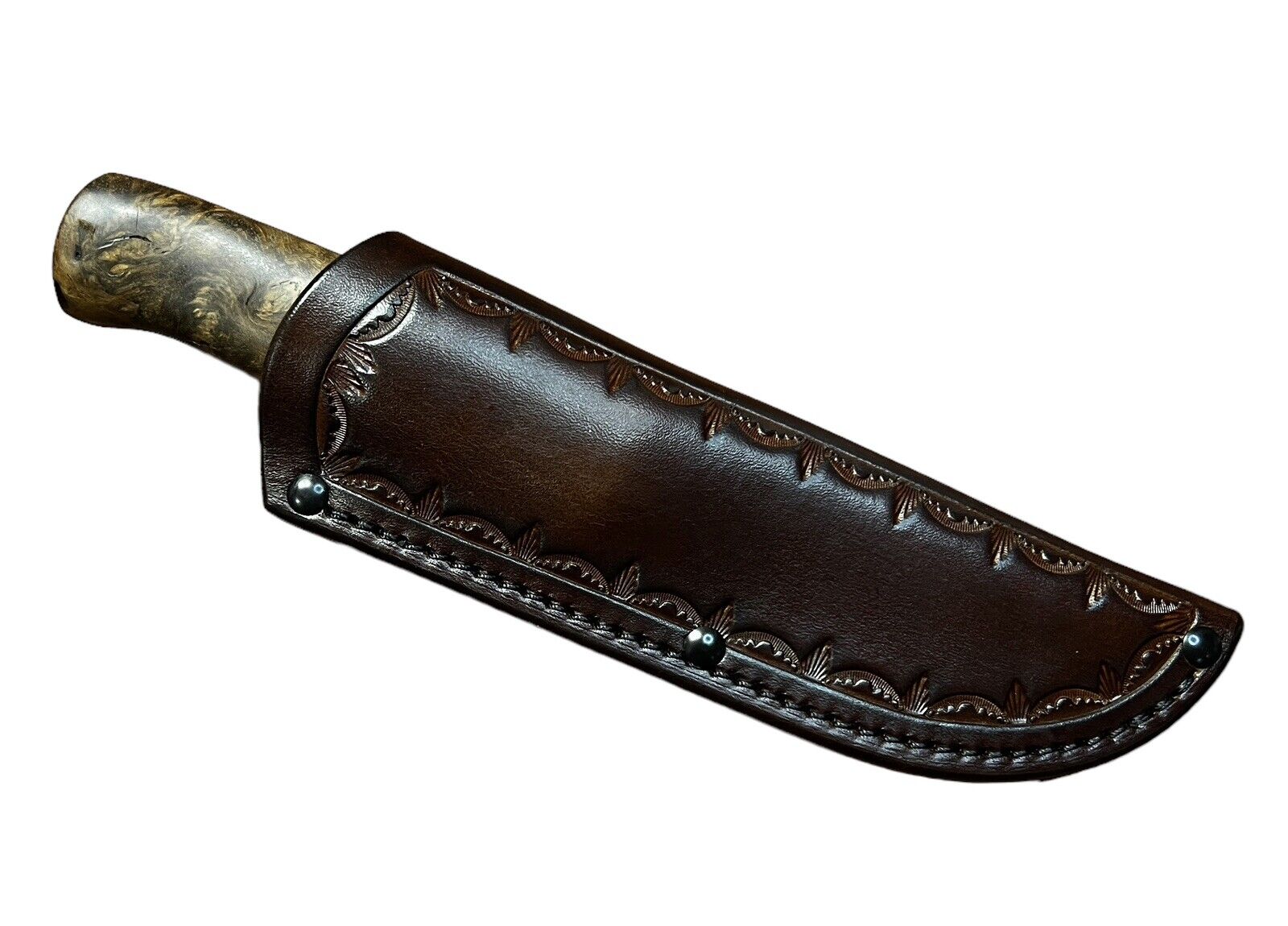 Fixed Blade Behring Made© Forged 4 1/2" Sindora Burl and Ox Box Clip Pt ...