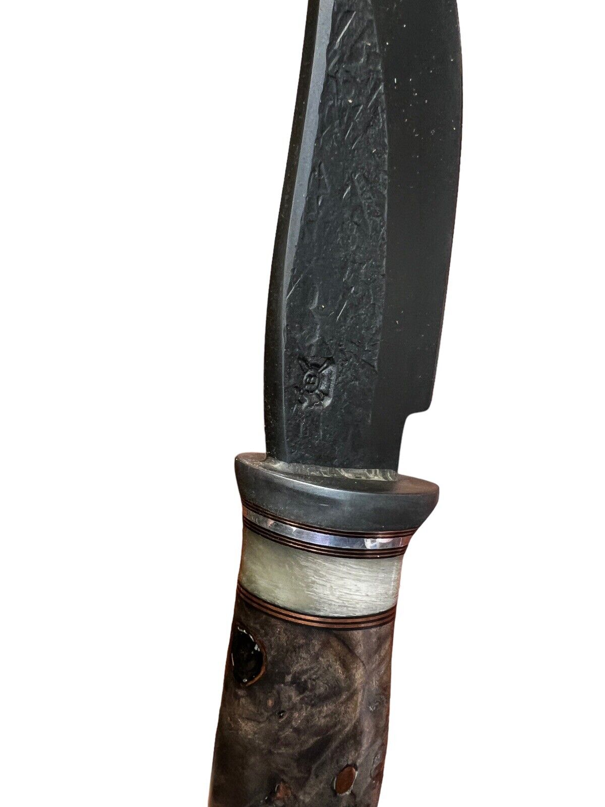 Fixed Blade Behring Made© Forged 4" Buckeye & Ox Boss Blued Hunter DH ...