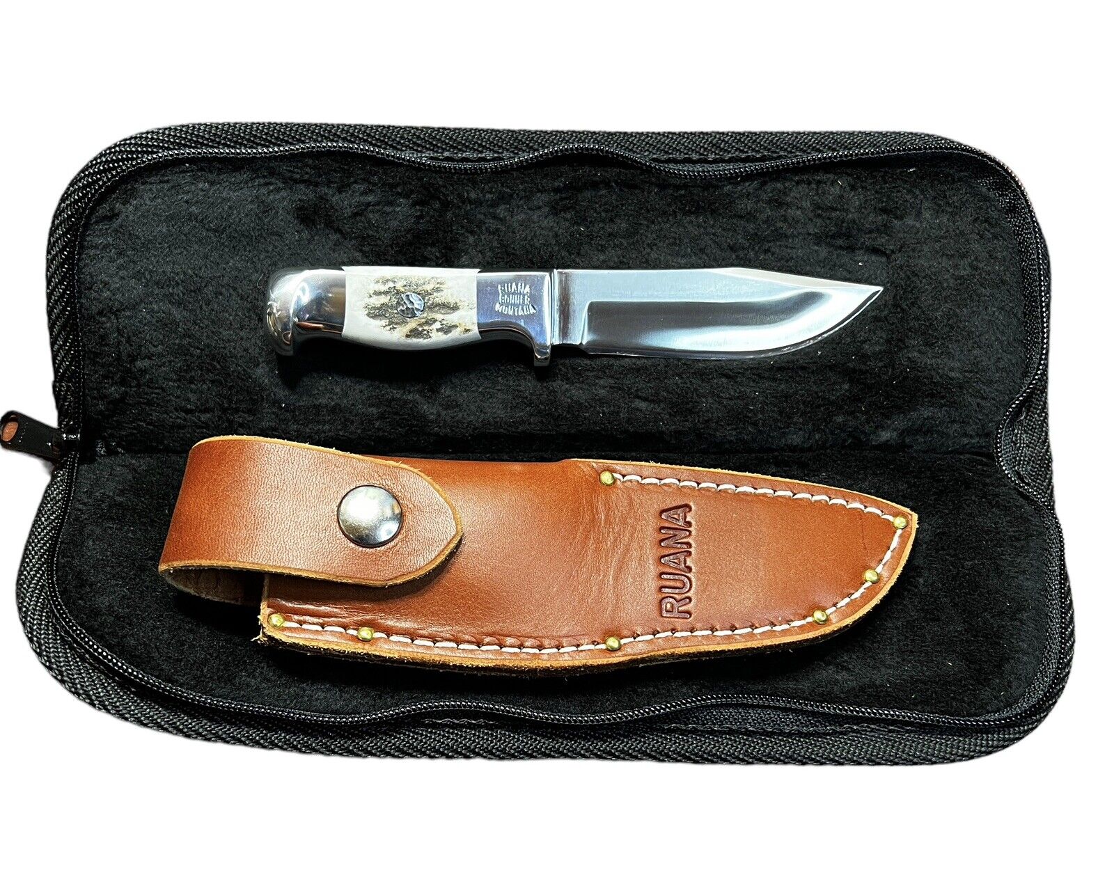 Fixed Blade Ruana Knife 10B 3 1/2" Drop Point Skinner & Sheath/Zipper C ...