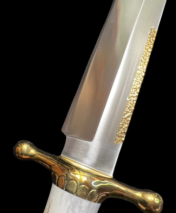 Fixed Blade Ruana Knife 38C Bowie Brass Ball Guard, Elk Horn/Sheath DH ...