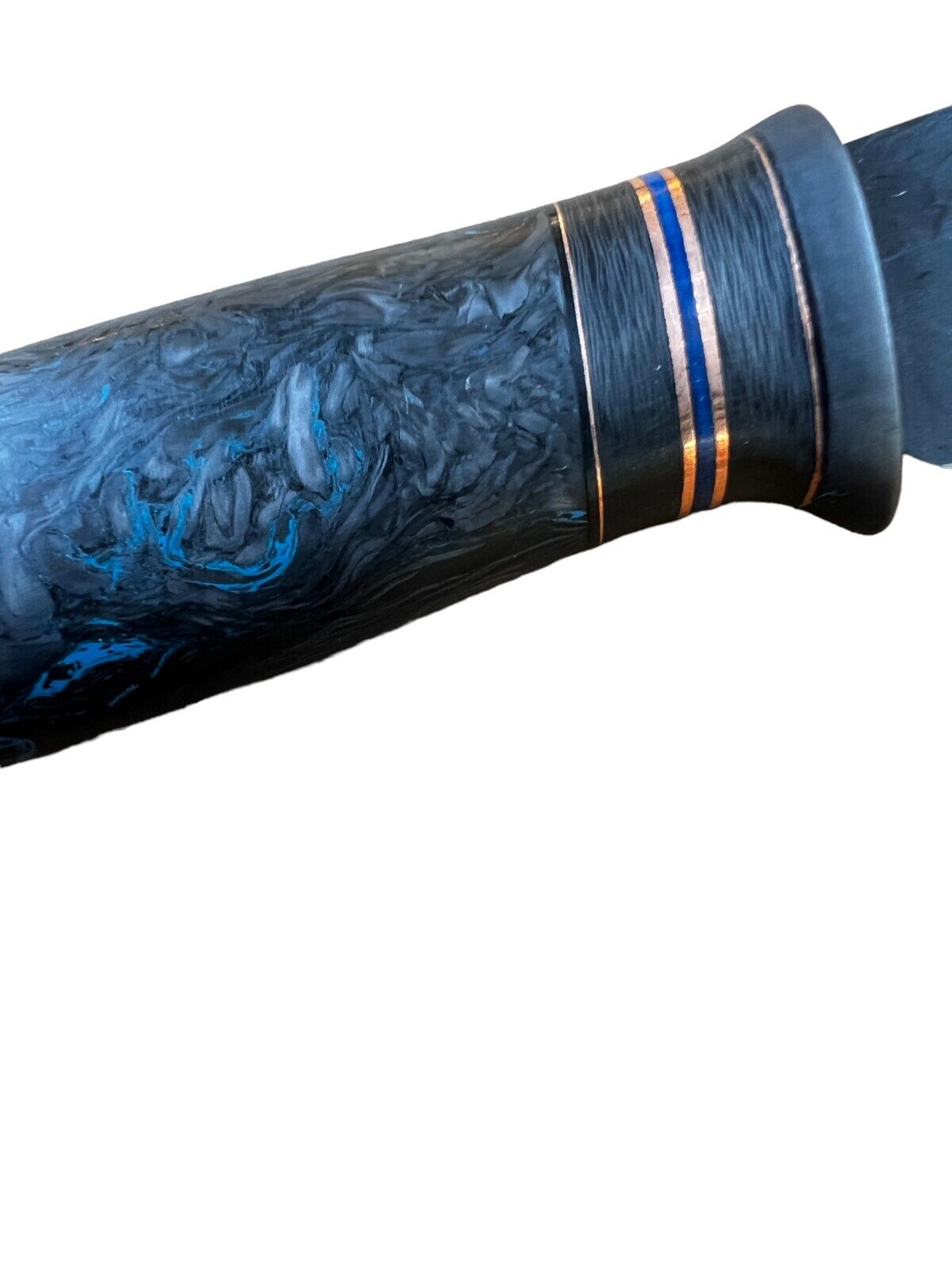 Fixed Blade Behring Made© Forged 3" EDC Blue Carbon Fiber, Blued Guard ...