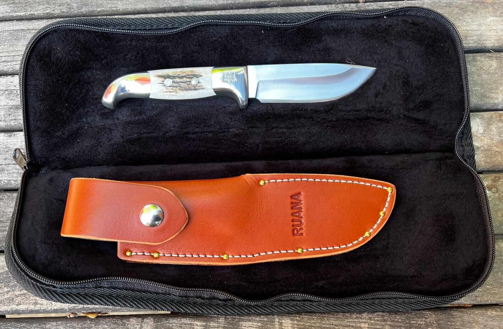 Fixed Blade Ruana Knife 4" 6 BD with Sheath/Zipper Case DH-2065 - Flylabel