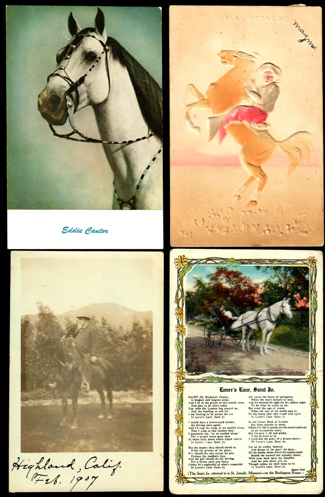US Postcards. 1900-1915 Vintage, HORSES (71) Grade 2/3 Posted/Unposted ...